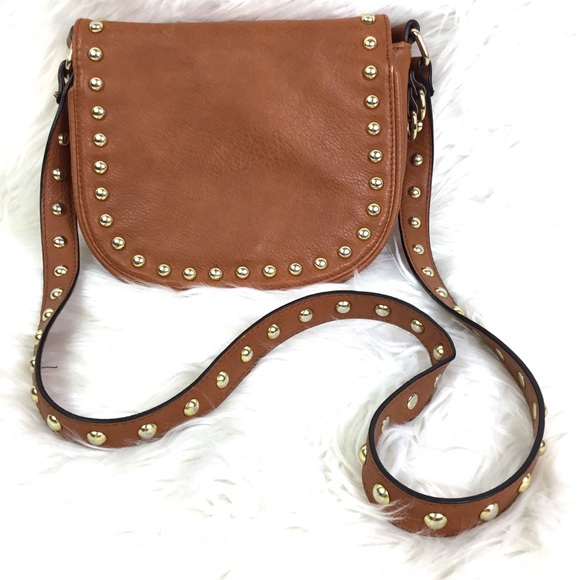 Expressions Nyc | Bags | Expressions Nyc Tan Crossbody Studded Bag ...